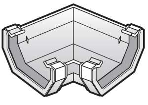 114mm Square Gutter 135° Corner - pvcbuildingproducts.co.uk