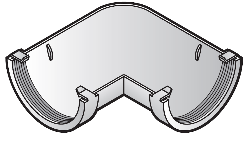 FloPlast 76mm Mini Gutter (MiniFlo) 90° Corner - pvcbuildingproducts.co.uk