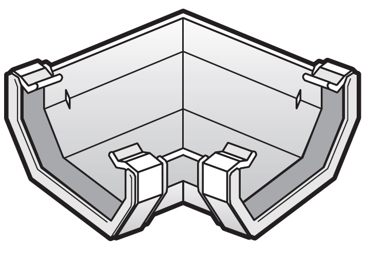 114mm Square Gutter 135° Corner - pvcbuildingproducts.co.uk