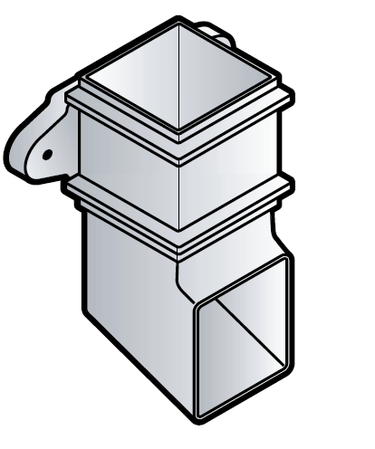 65mm Square Downpipe Shoe WITH Fixing Lugs - pvcbuildingproducts.co.uk