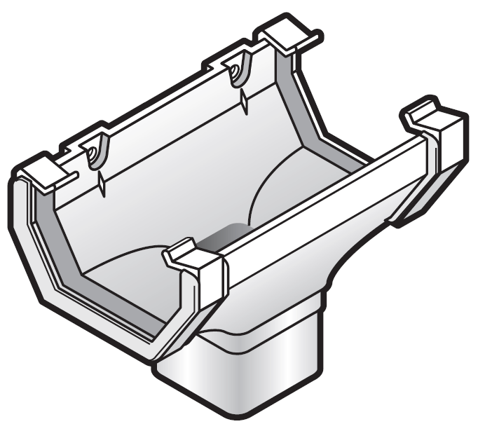 114mm Square Gutter Running Outlet - pvcbuildingproducts.co.uk