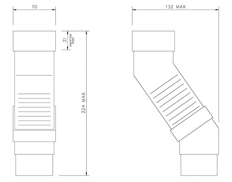 65mm Square Downpipe Adjustable Offset Bend - pvcbuildingproducts.co.uk