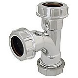 FloPlast Chrome Effect Compression Tee - 32mm - pvcbuildingproducts.co.uk