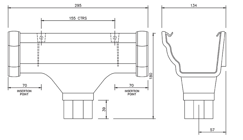 FloPlast Niagara Ogee Gutter Running Outlet. - pvcbuildingproducts.co.uk