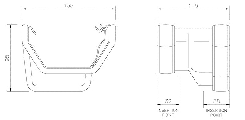 Ogee Gutter Adaptor Niagara to Square - Left Hand - pvcbuildingproducts ...