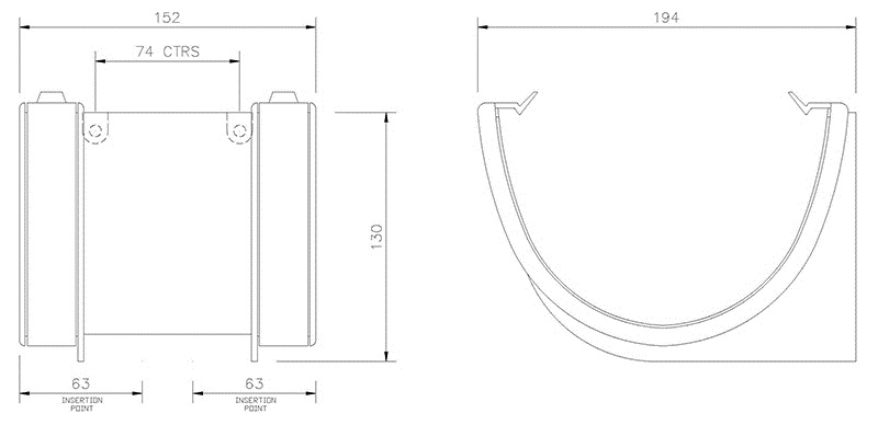 FloPlast 170mm Xtraflo Industrial Gutter Union Joiner ...